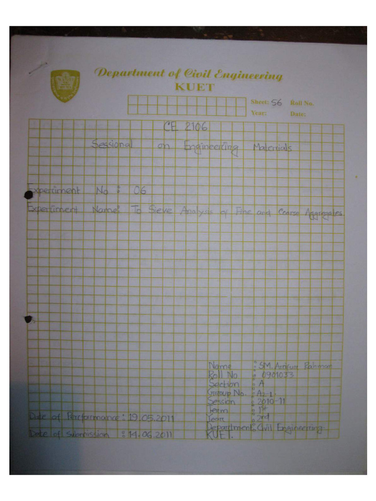 Sieve Analysis of Fine - Coarse Aggregates | PDF