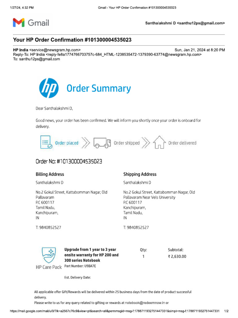 Care Pack Payment | PDF