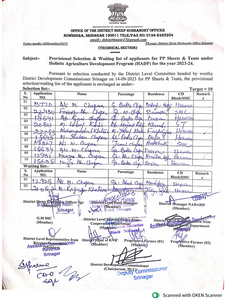 Selection List Tent PP Sheets | PDF