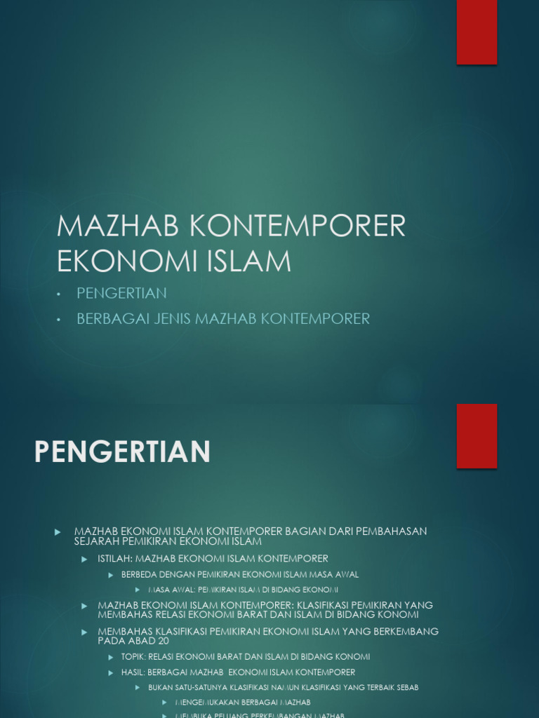 Mazhab Kontemporer Ekonomi Islam | PDF