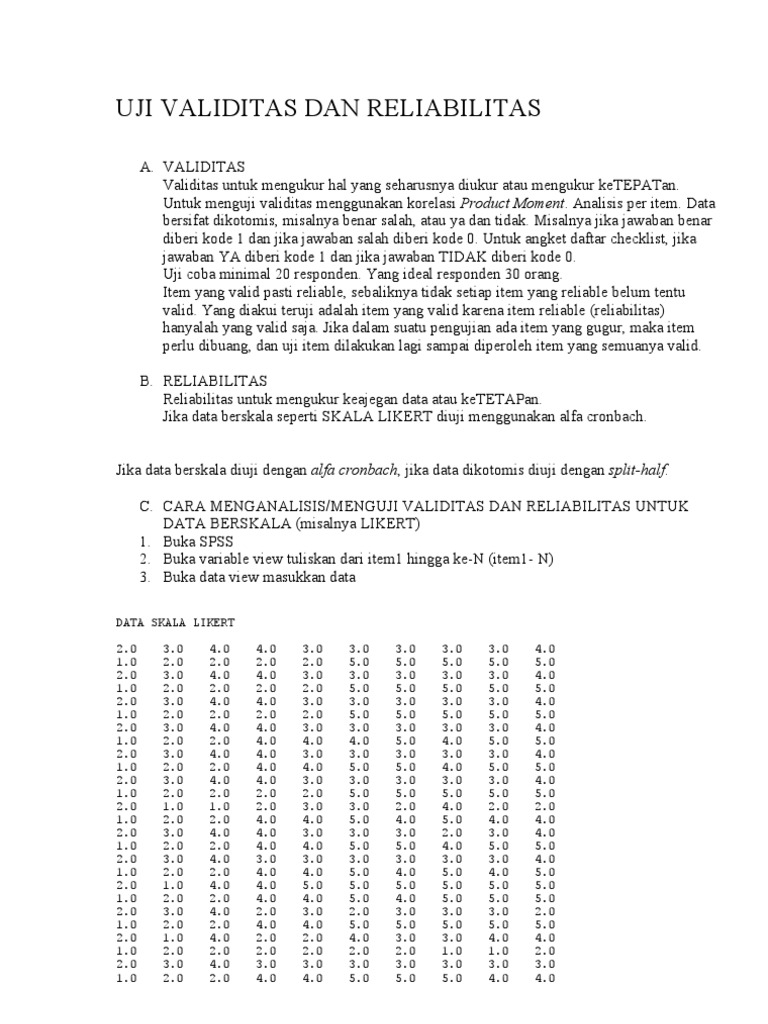 Uji Validitas dan Reliabilitas Instrumen | PDF | Ilmu Sosial | Griya ...