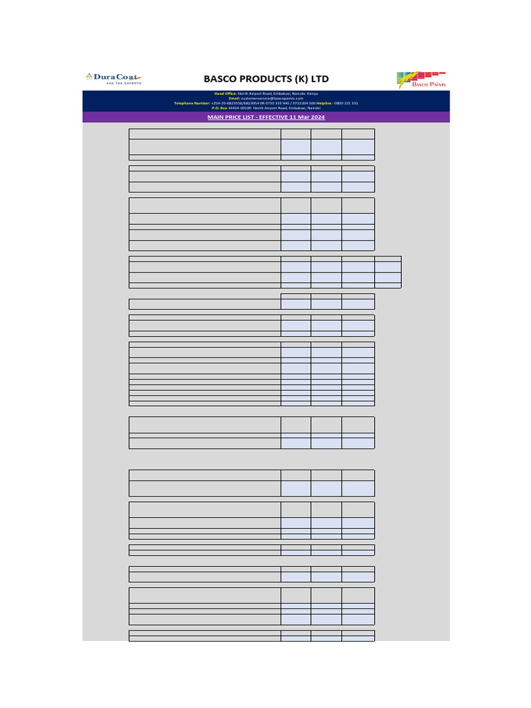 Basco Paints Limited Main Price List | PDF | Varnish | Plastic Arts