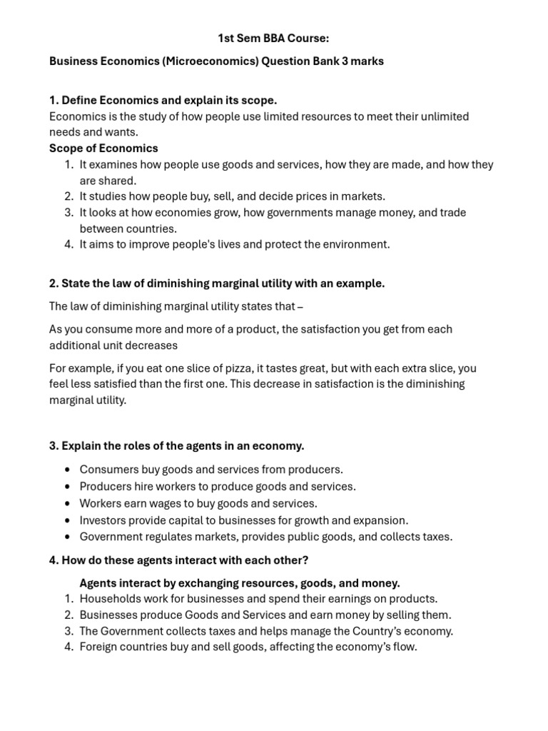 Business Economics Question Bank | PDF | Elasticity (Economics ...