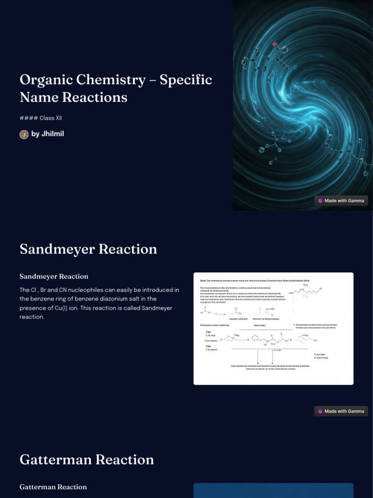 Organic Chemistry Specific Name Reactions | PDF