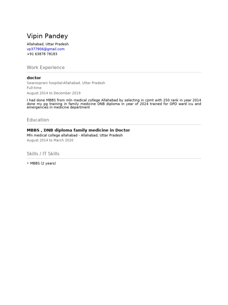 Dr Vipin Pandey_MD Family Medicine | PDF