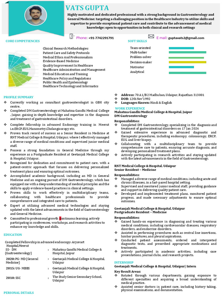 Dr Vats_Gupta _DM Gastro | PDF | Medicine | Medical School