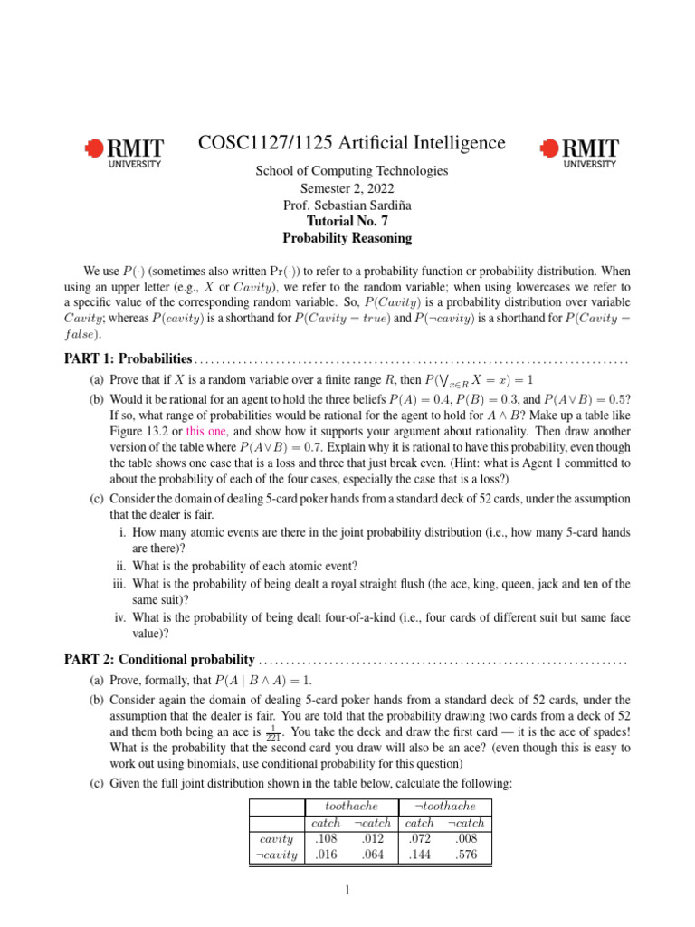 AI22-tute-07 | PDF | Poker | Playing Cards
