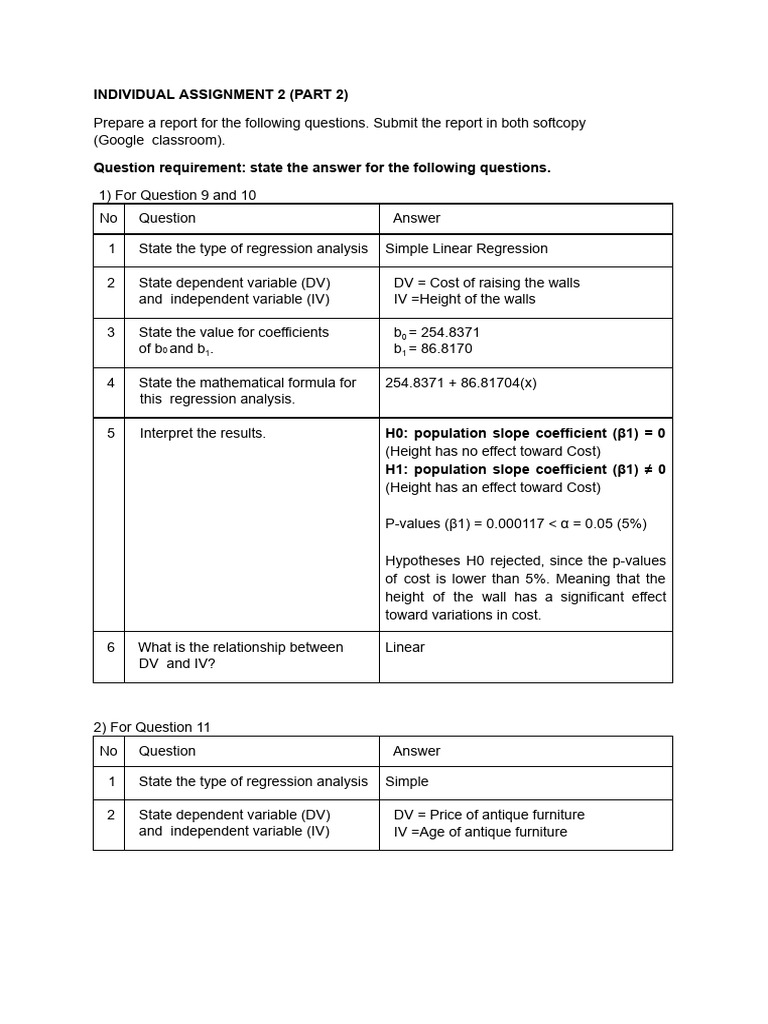 Fin534 - Individual Assignment 2 Part B | PDF | Dependent And Independent Variables | Regression ...