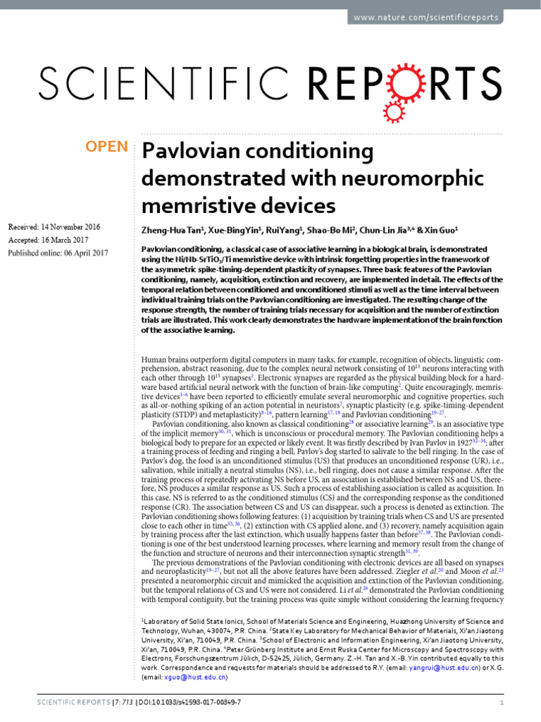 Pavlovian Conditioning Demonstrated With | PDF | Classical Conditioning ...