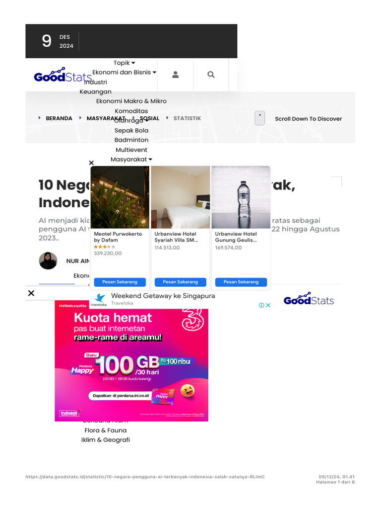 10 Negara Pengguna AI Terbanyak, Indonesia Salah Satunya - GoodStats Data | PDF