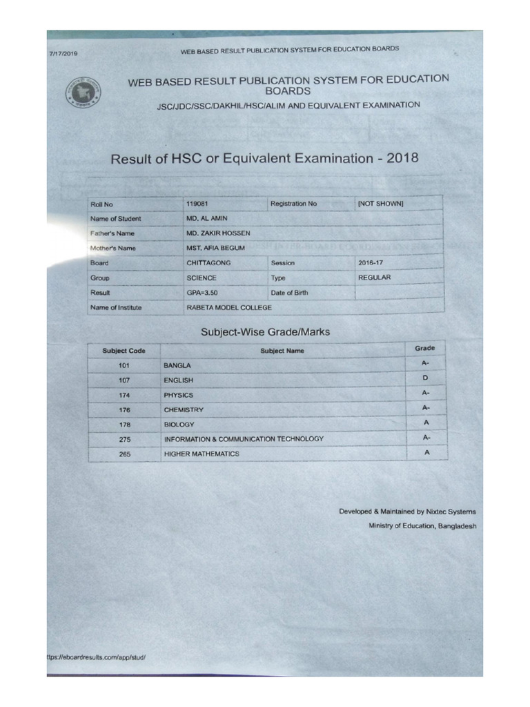HSC Net Markshit | PDF