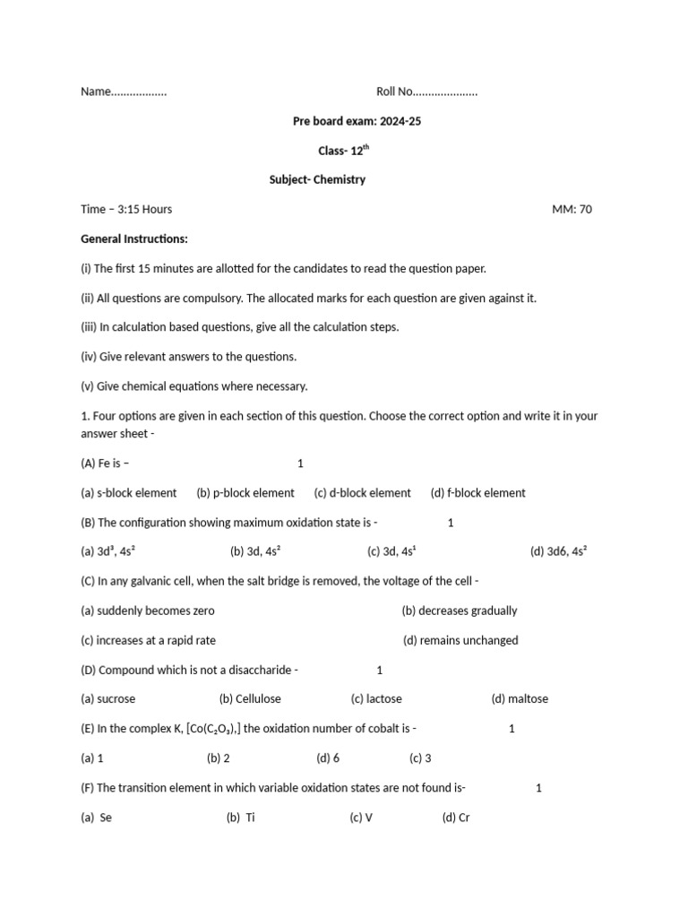 class 12 chemistry | PDF | Chemical Reactions | Methyl Group