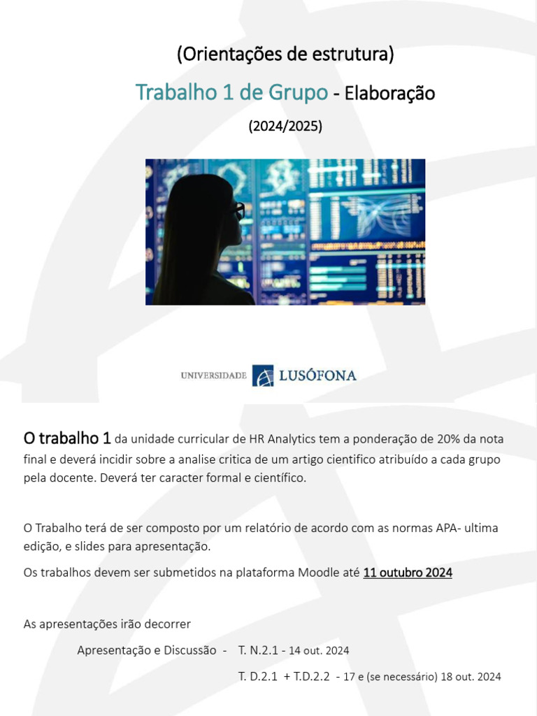OrientaÃ Ã Es - Estrutura Trab 1 Grupo - HRA | PDF