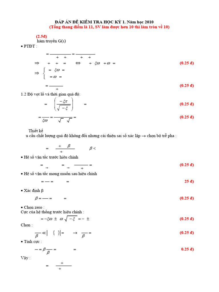 Dap an de Thi Cuoi Ky CSTD HK1!10!11 | PDF