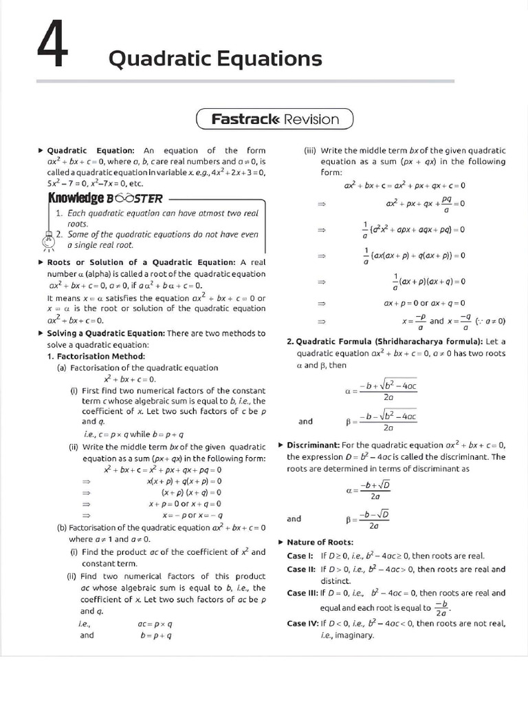 Quadratic Equations | PDF