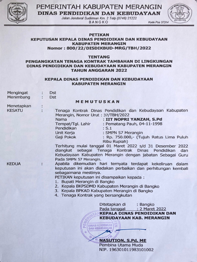 SK 2022-2023 IIT NOPRI YANZAH | PDF