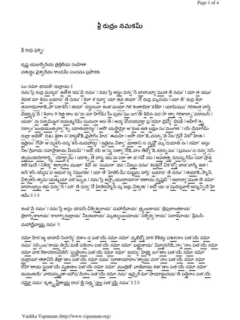Sri Rudram Namakam Telugu | PDF
