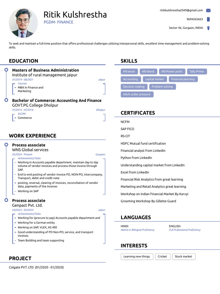 Ritik resume_241215_195841 | PDF | Accounts Payable | Economies