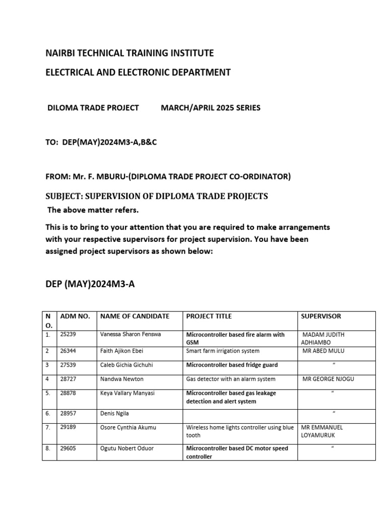 Dep Projects Supervisors May 2024 | PDF | Electrical Engineering ...