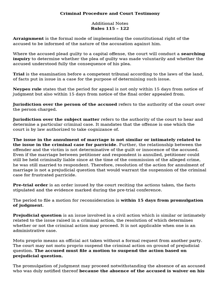Additional Notes Rule 115 122 | PDF | Plea | Judgment (Law)