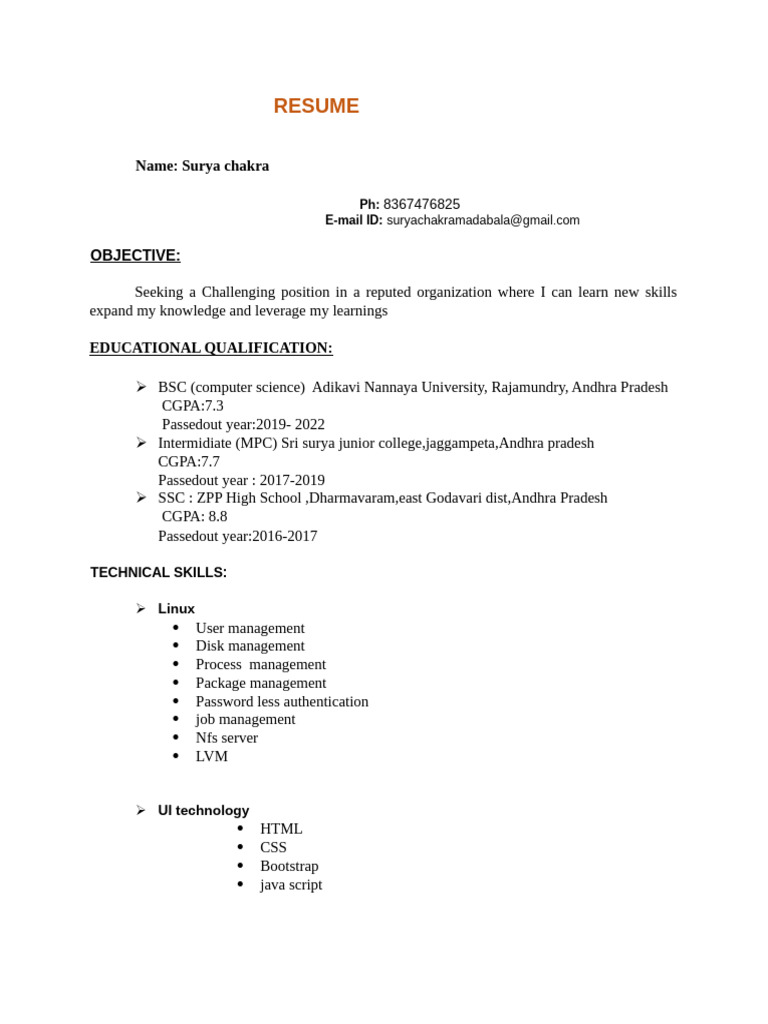 Surya Resume-1 | PDF