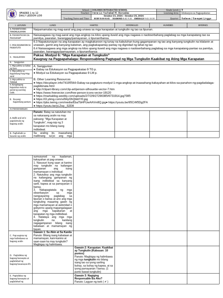 Q2-DLL-ESP-9-W4 | PDF
