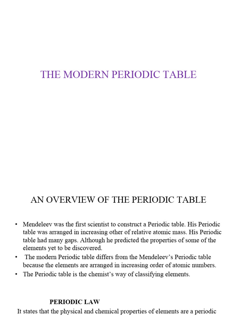 The Modern Periodic Table | PDF | Electron Configuration | Periodic Table