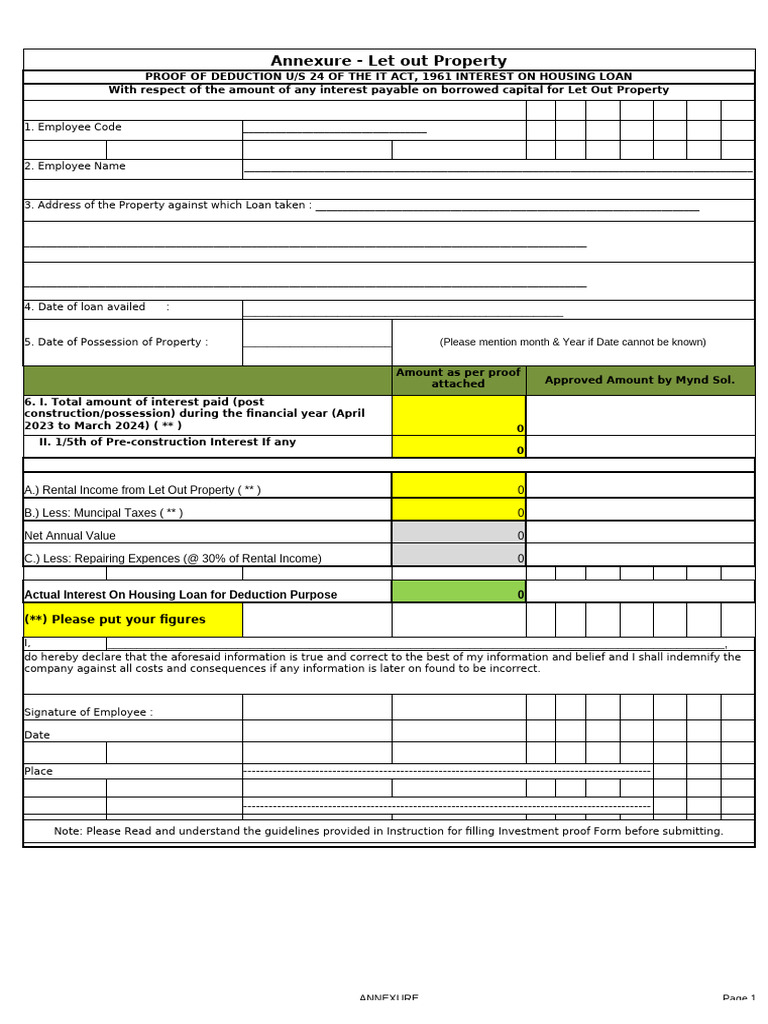Let Out Property Deduction | PDF | Interest | Taxation