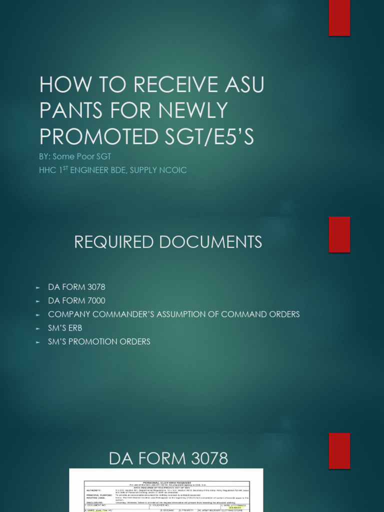 How To Receive Asu Pants For Newly Promoted E5 | PDF