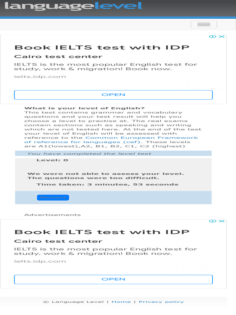Free English Level Test. How Good Is Your English | PDF