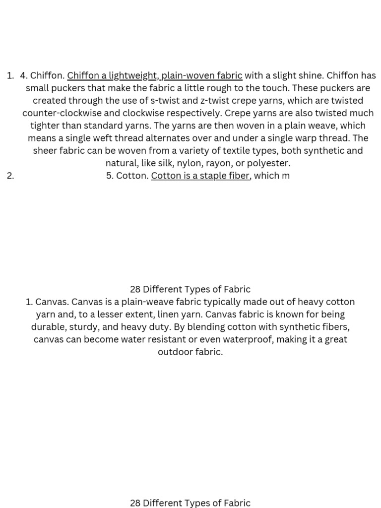 28 Different Types of Fabric 1. Canvas. Canvas Is A Plain-Weave Fabric ...