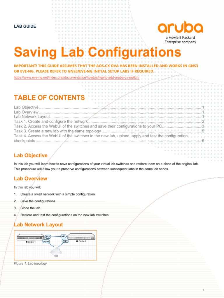 AOS-CX Switch Simulator Lab - Saving Lab Configurations Lab Guide | PDF ...