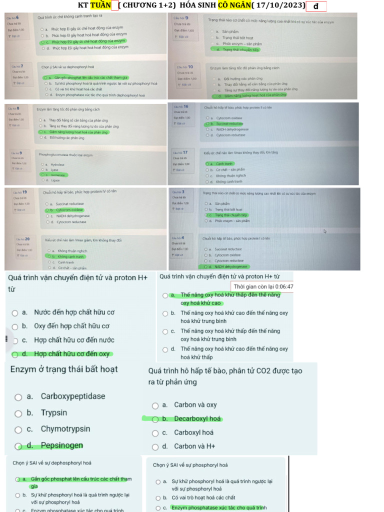 9 Bài Kt Hóa Sinh- Cột 1-Trung_ Thu_ngân | PDF