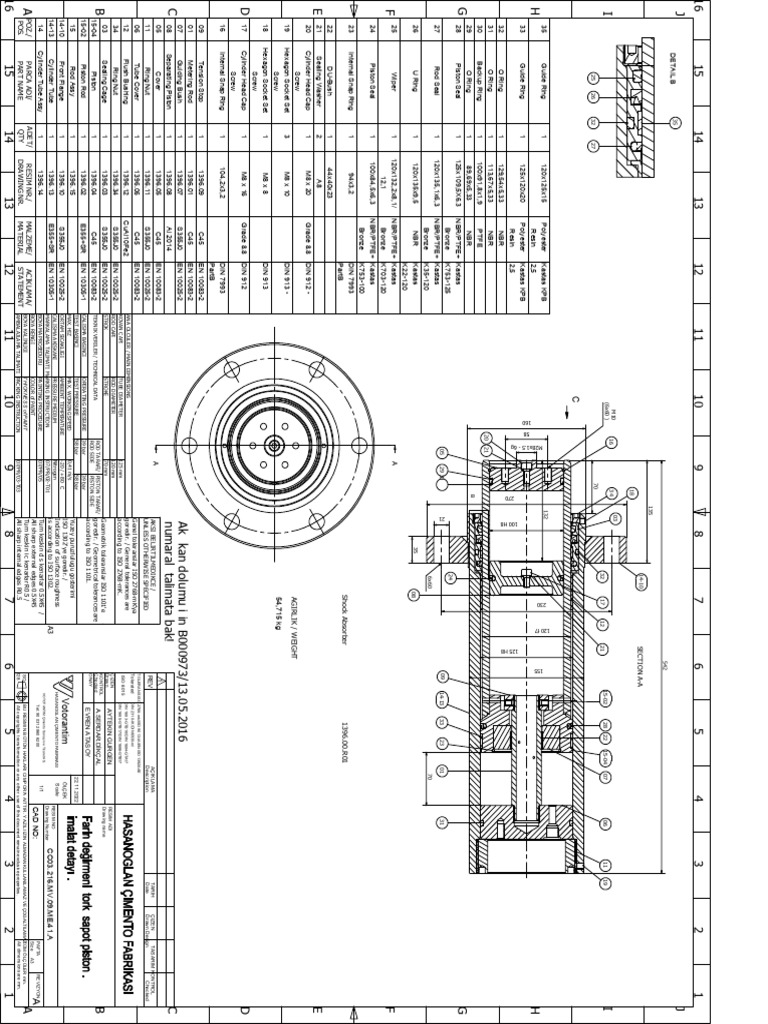Hydraulic Cylinder Component List | PDF | Piston | Screw
