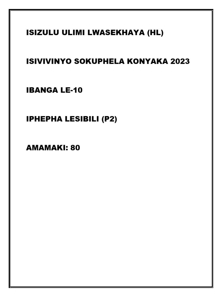 Isizulu Grade 10 Exam Paper 2023 | PDF | Zulu Kingdom | Southern Africa