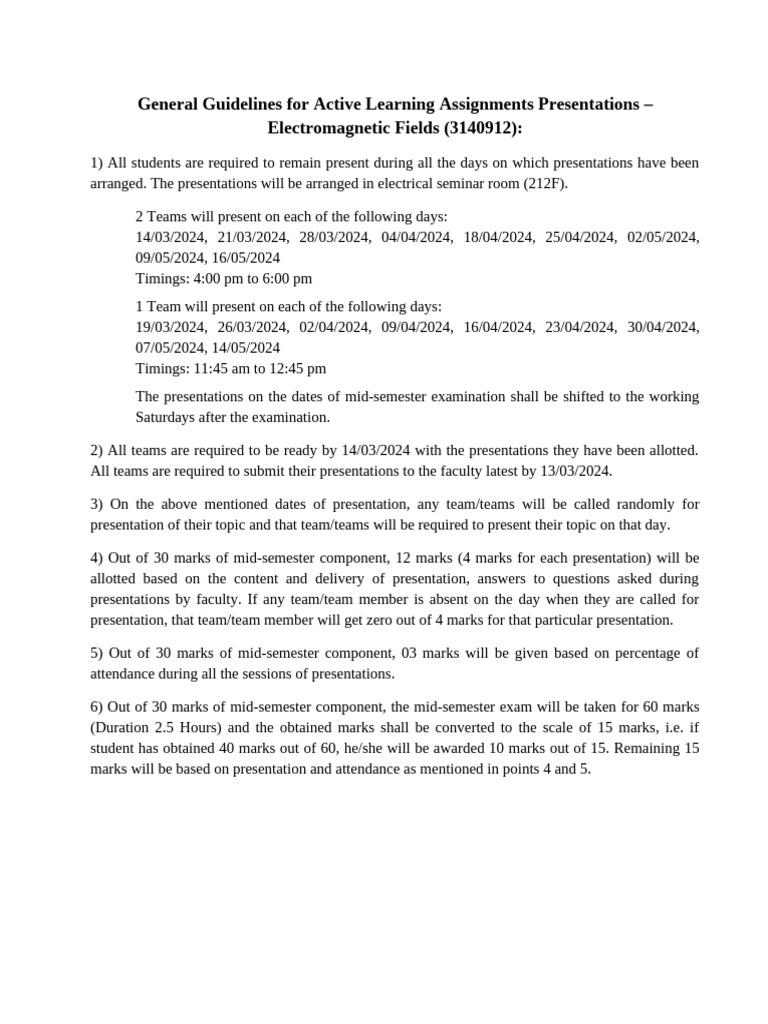 General Guidelines for Active Learning Assignments Presentations_EMAG | PDF