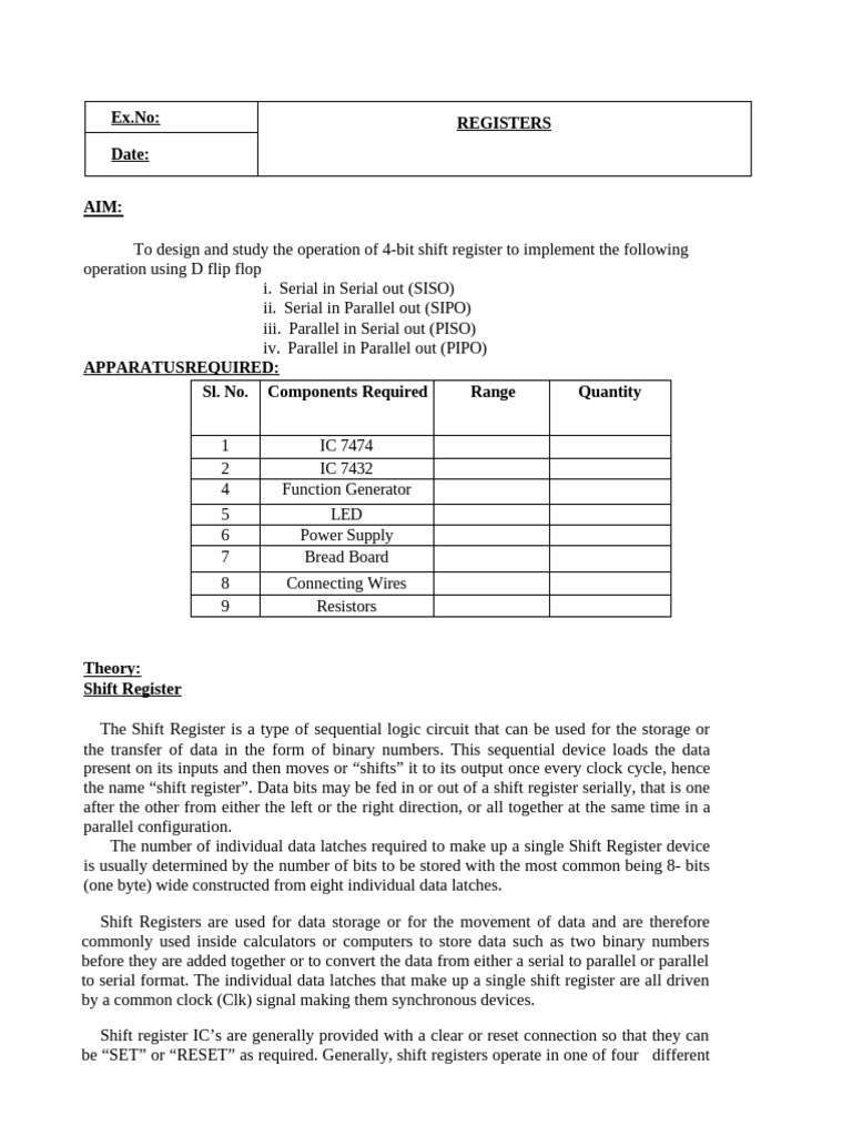 Registers | PDF | Electronic Circuits | Computer Science