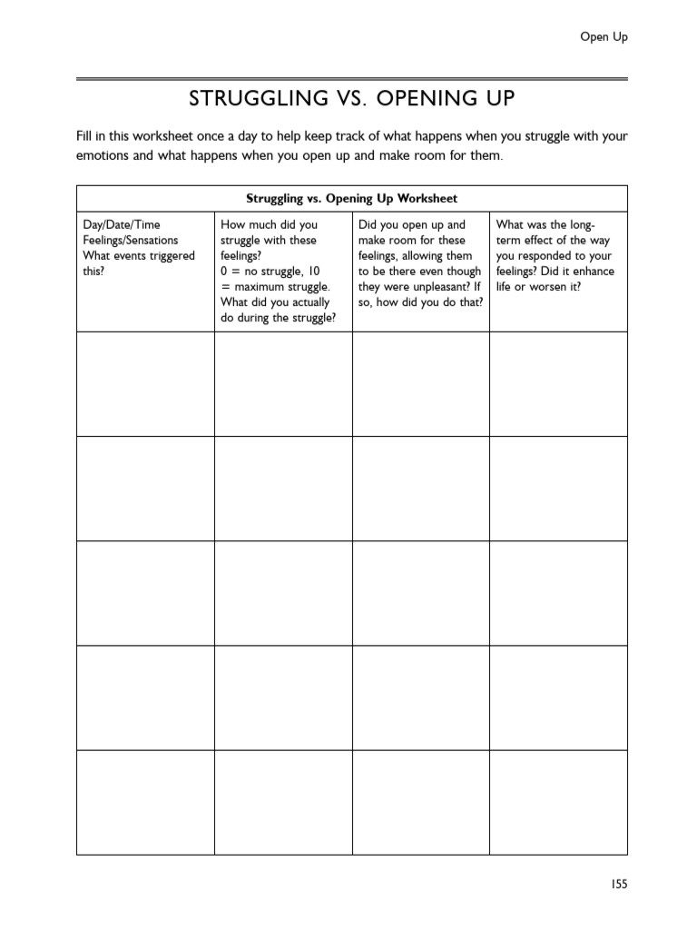 Struggling Versus Opening Up Worksheet | PDF