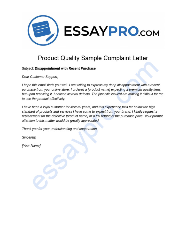 Complaint Letter Sample | PDF