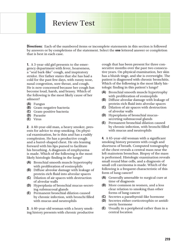 Chapter 1 - Respiratory System, BRS | PDF | Pneumonia | Lung