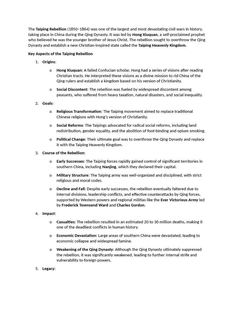 The Taiping Rebellion | PDF | Qing Dynasty | China
