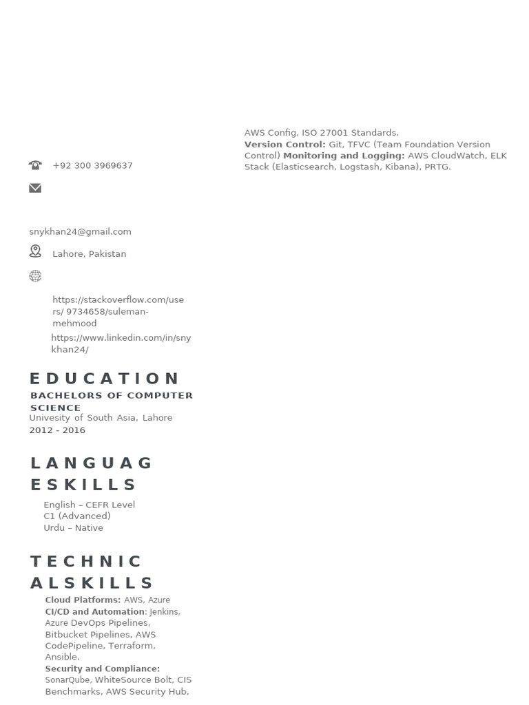 DevOps - Suleman Mehmood - Resume | PDF | Computer Security | Security