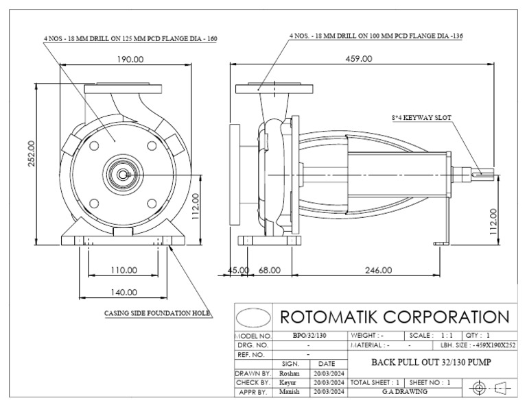 G.A. Drawing for Back Pull Out Pump | PDF