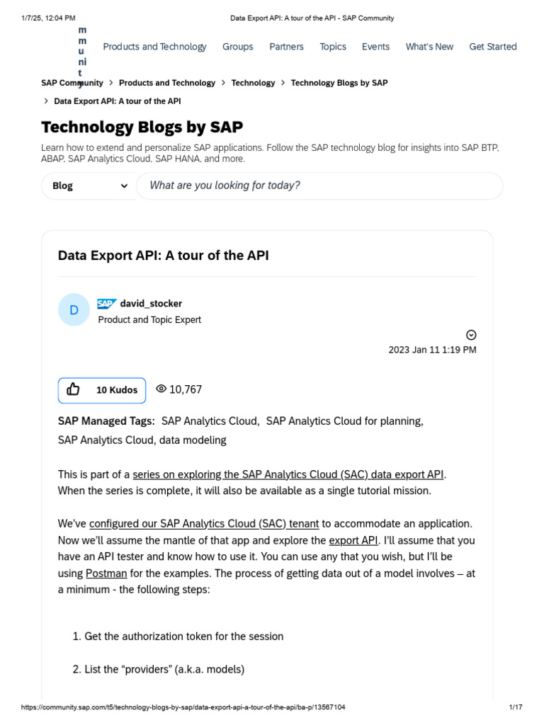 Data Export API_ A tour of the API - SAP Community | PDF | Computing | Information Technology