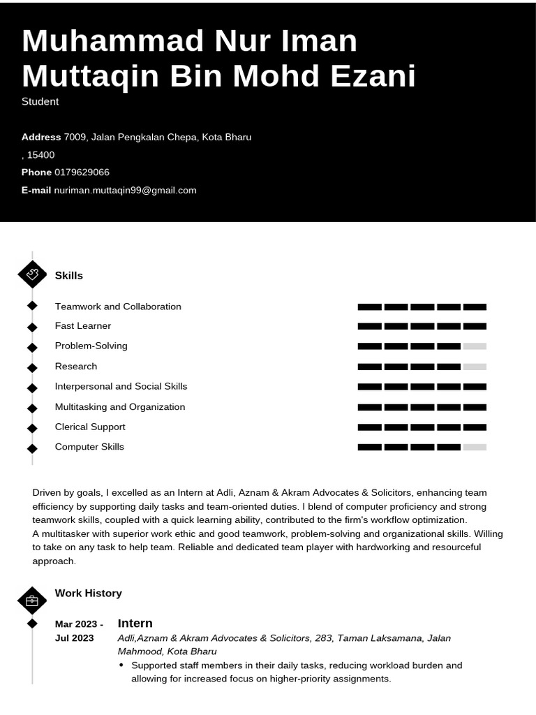 Muhammad Nur Iman Muttaqin _Bin Mohd Ezani_CV_4 | PDF