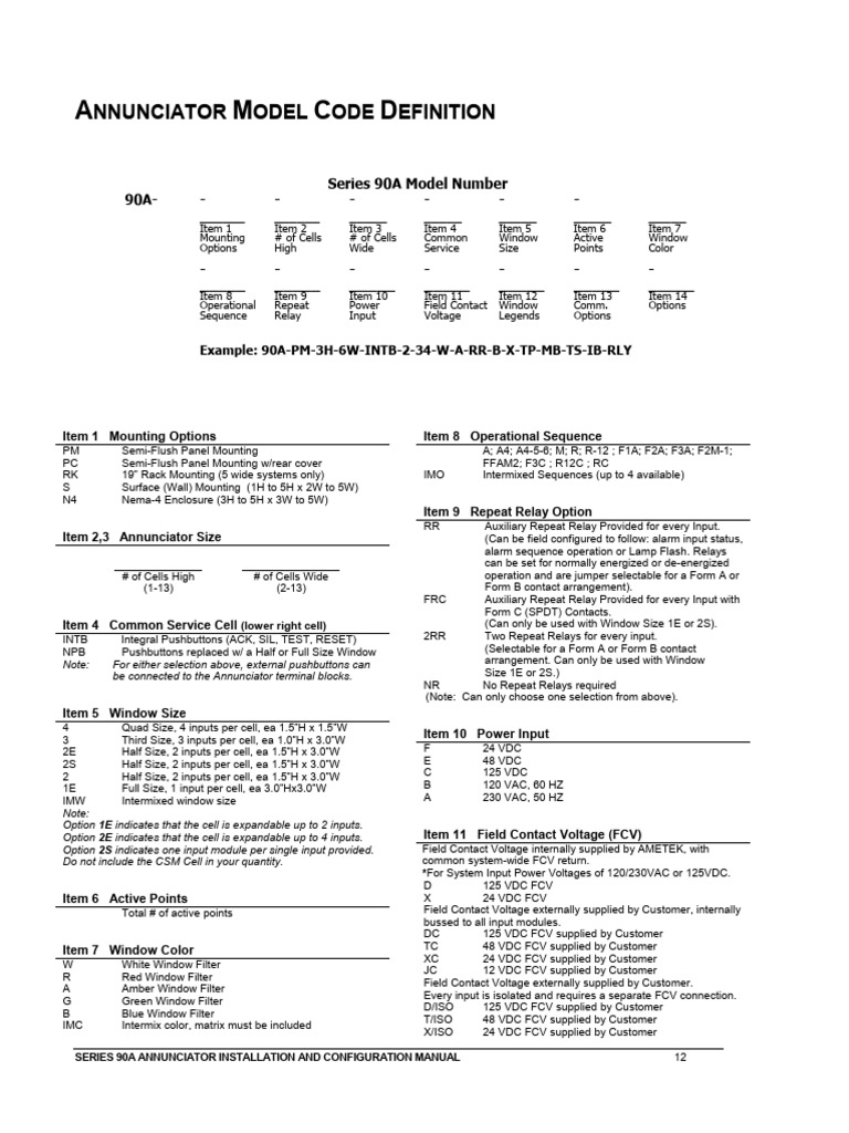90A Model Option List | PDF | Relay | Electronics