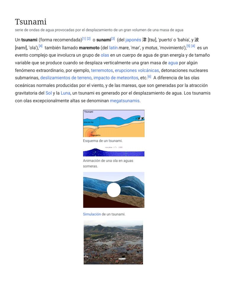 Tsunami - Wikipedia, La Enciclopedia Libre | PDF | Tsunami | Temblores