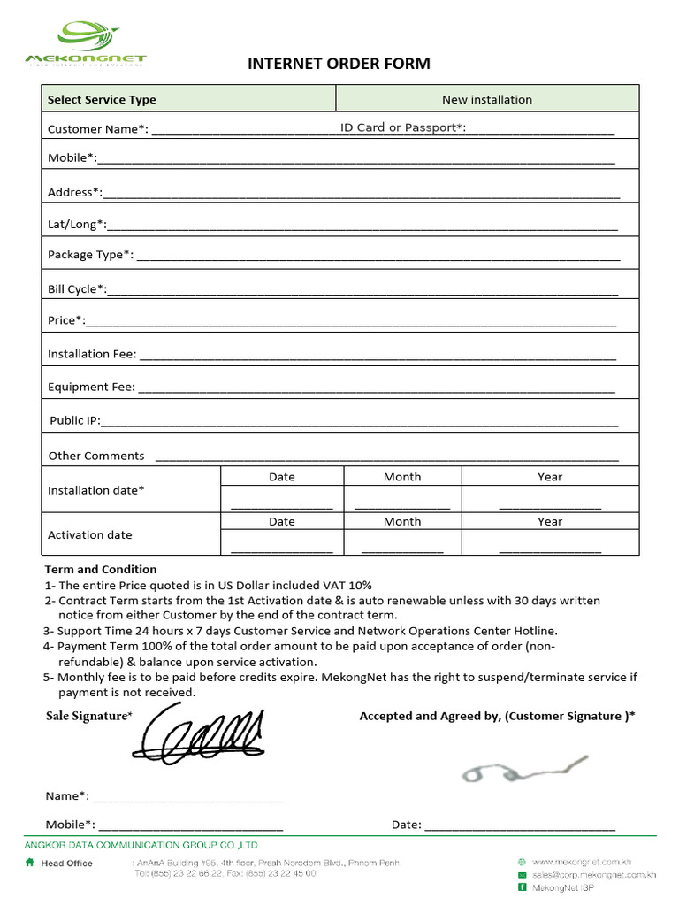 2023 Internet Order Form | PDF