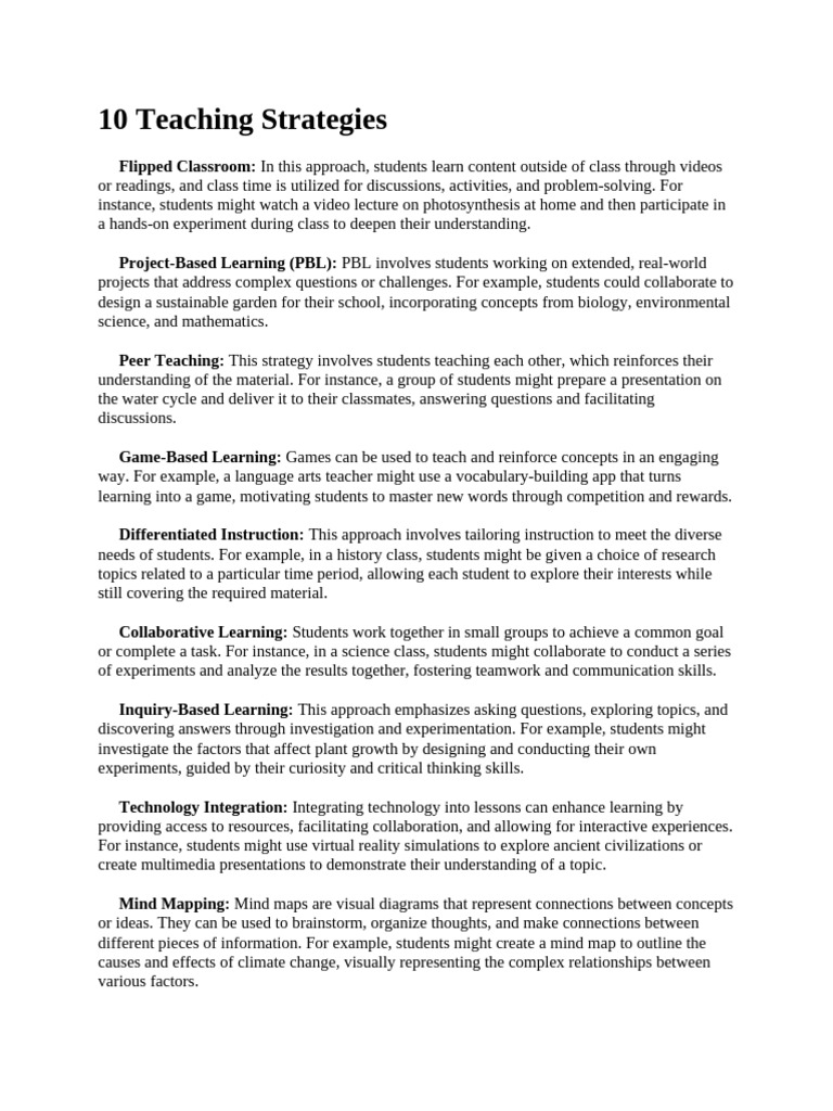 10 Teaching Strategies | PDF | Differentiated Instruction | Learning