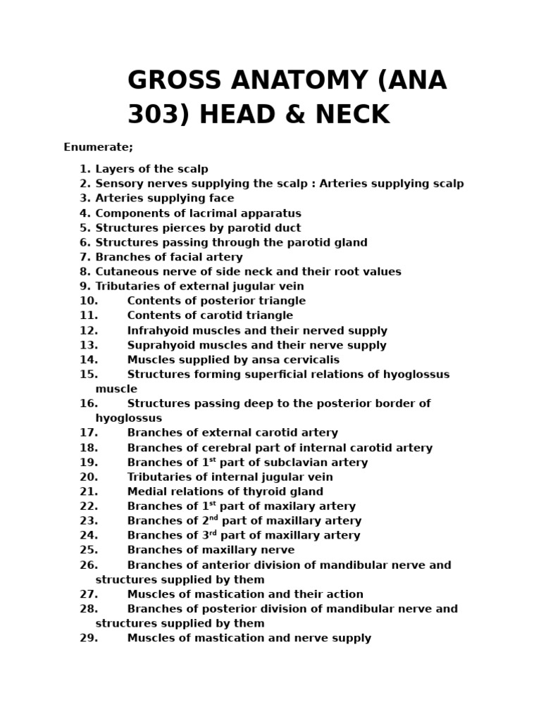 Head and Neck Questions For Dazz and Adonis | PDF | Human Nose | Common ...